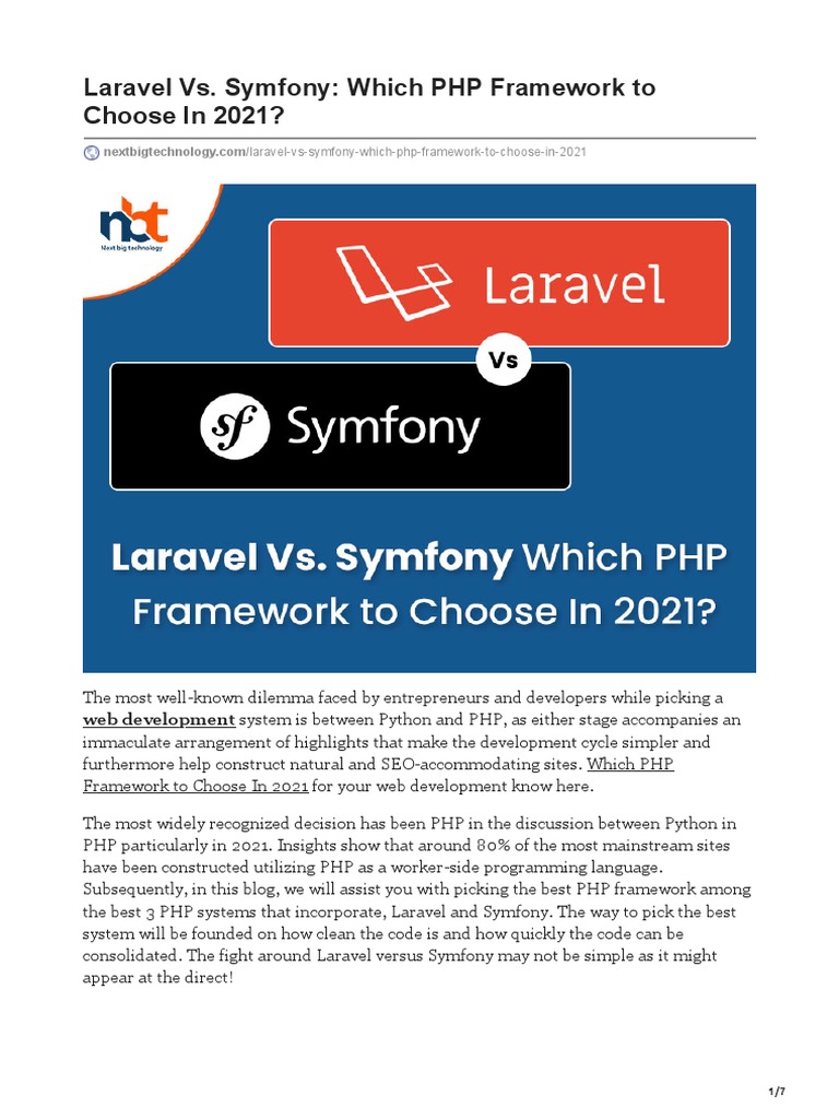 Laravel Vs Symfony Which PHP Framework To Choose in 2021 | PDF | Php | Web Application