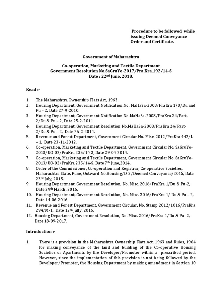 Deemed Conveyance Circulars | PDF | Conveyancing | Postage Stamp