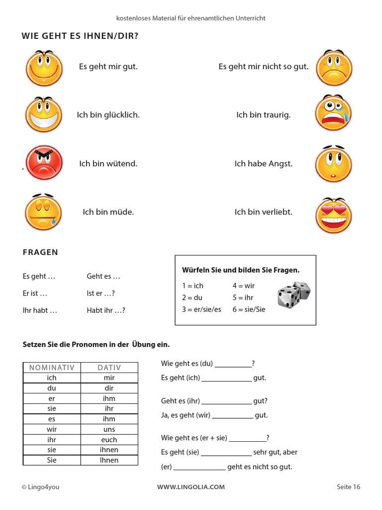 Lingolia - Daf - v5 - Wie Geht Es Dir - Dativ | PDF