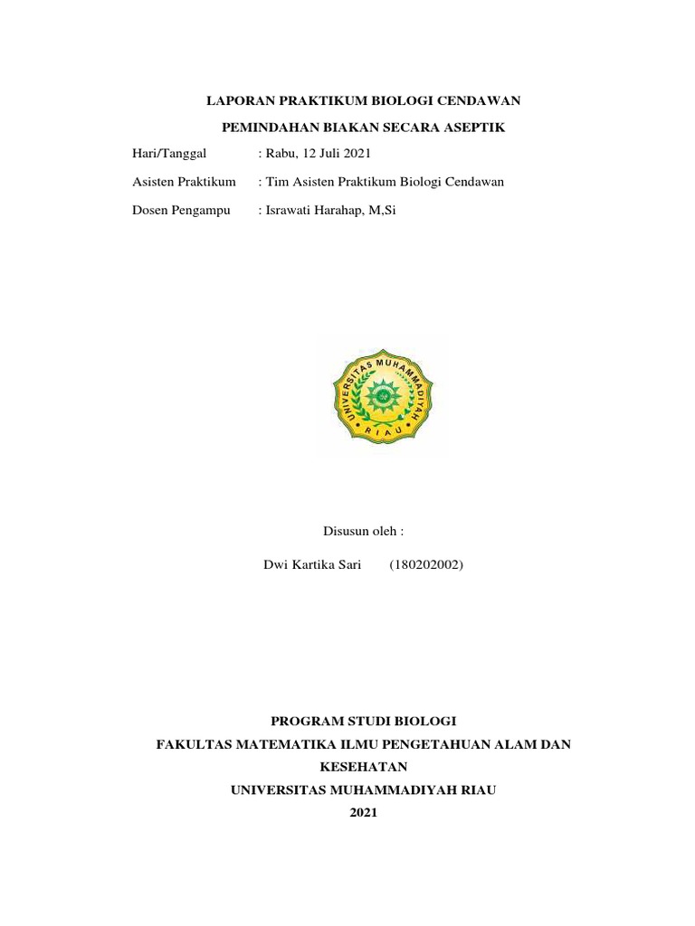 Laporan Prak - Biocen 3 (Pemindahan Biakan Secara Aseptik) | PDF ...