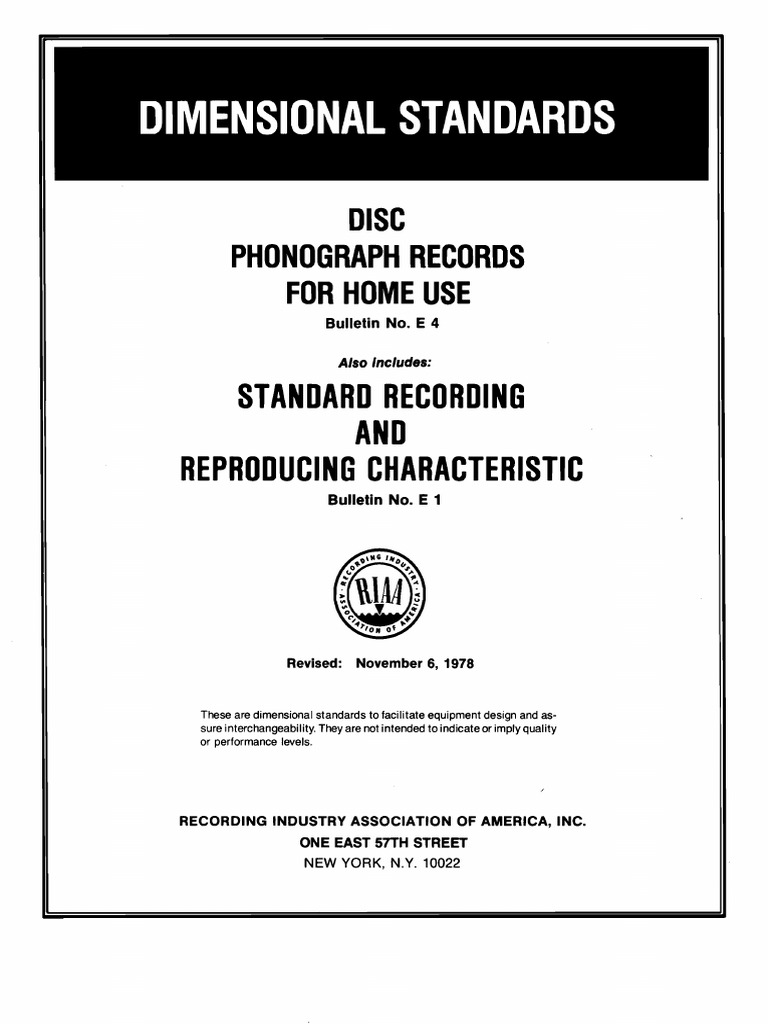 RIAA Bulletins E1 & E4 - 1978 LP Dimensional Standards | PDF ...