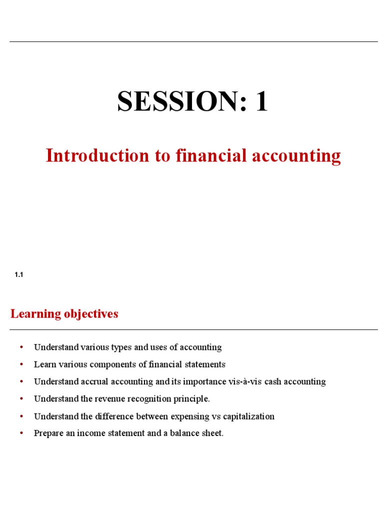Session 1 Introduction To Financial Accounting | PDF | Debits And ...