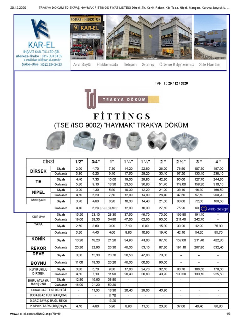 Fittings: (Tse /iso 9002) "Haymak" Trakya Döküm | PDF
