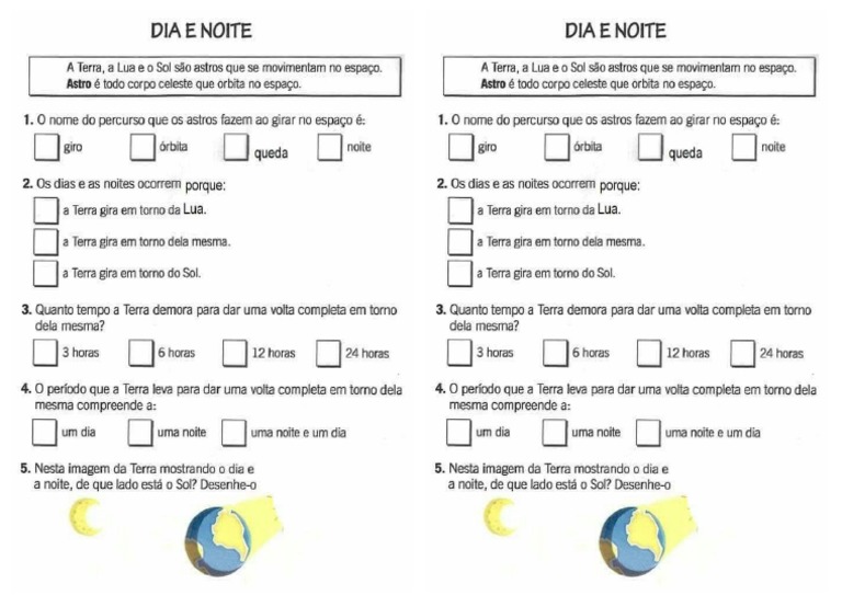 Atividades Dia e Noite | PDF