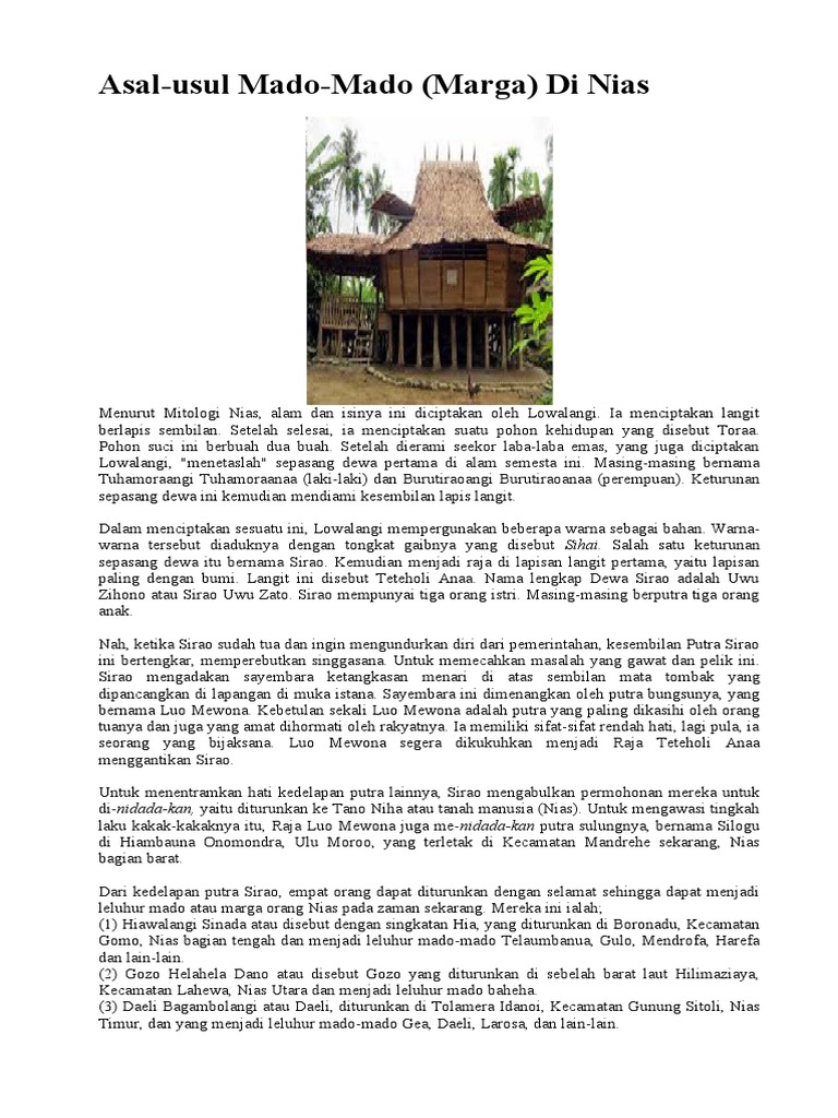 Mitologi dan Marga Nias | PDF