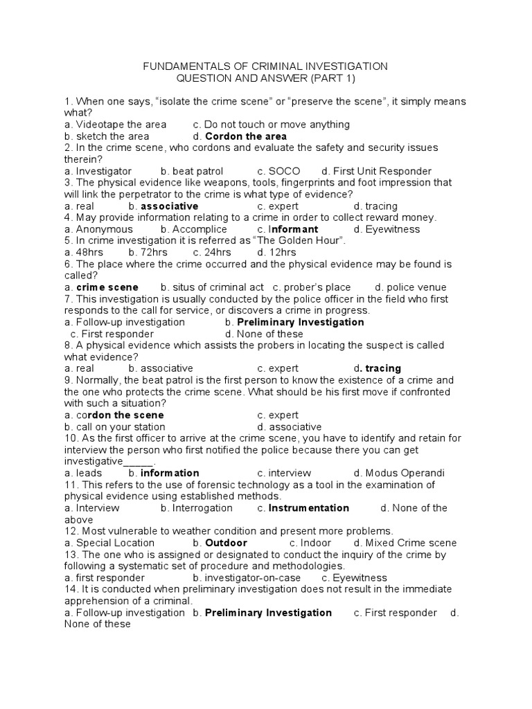 Fundamentals of Criminal Investigation Part 1 | PDF | Crime Scene | Witness