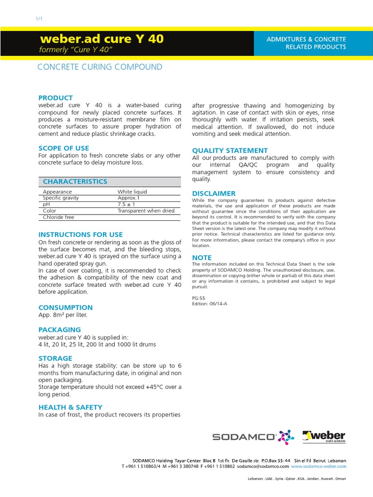 Weber - Ad Cure Y 40-recto-SW | Download Free PDF | Concrete | Civil ...