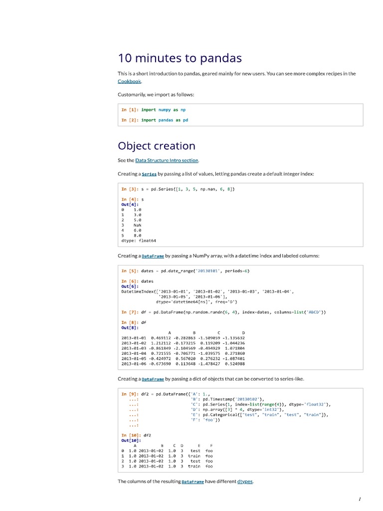 10 Min Pandas | PDF