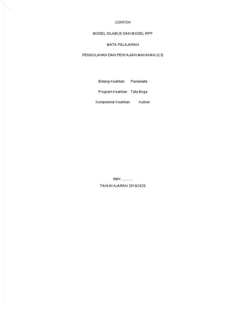 Silabus Tata Boga SMK | PDF