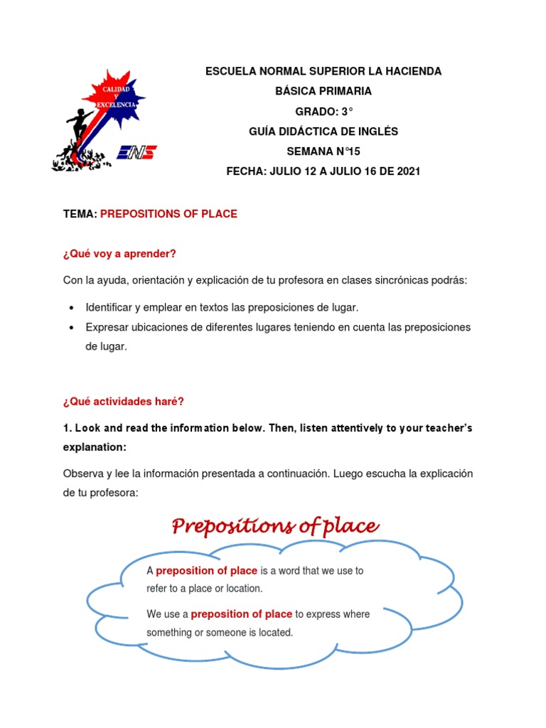 Prepositions of Place: An Interactive Guide for Students to Learn ...
