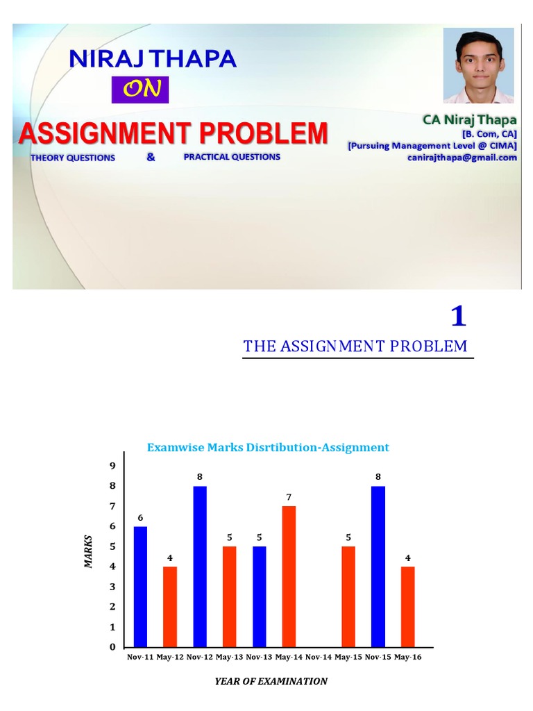 The Assignment Problem: Examwise Marks Disrtibution-Assignment | PDF | Mathematical Optimization ...