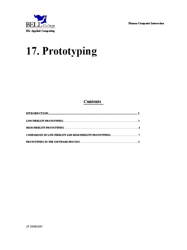 Prototyping: Human Computer Interaction | PDF | Software Prototyping | Prototype