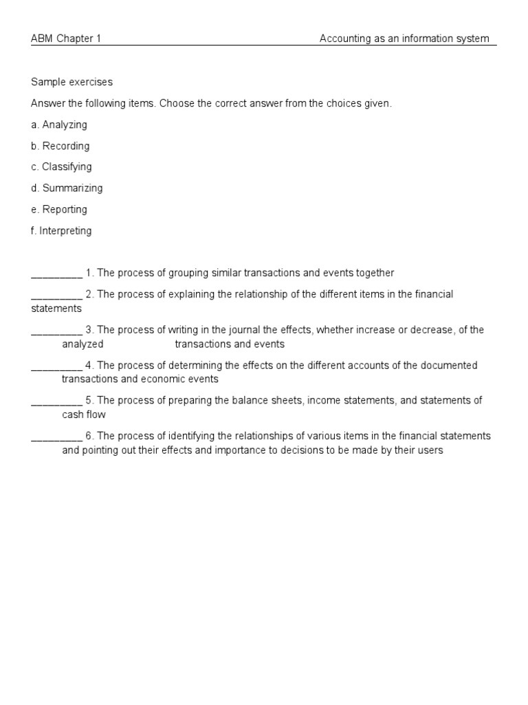 Accounting Fundamentals: The Key Processes of Analyzing, Classifying, Recording, Summarizing ...