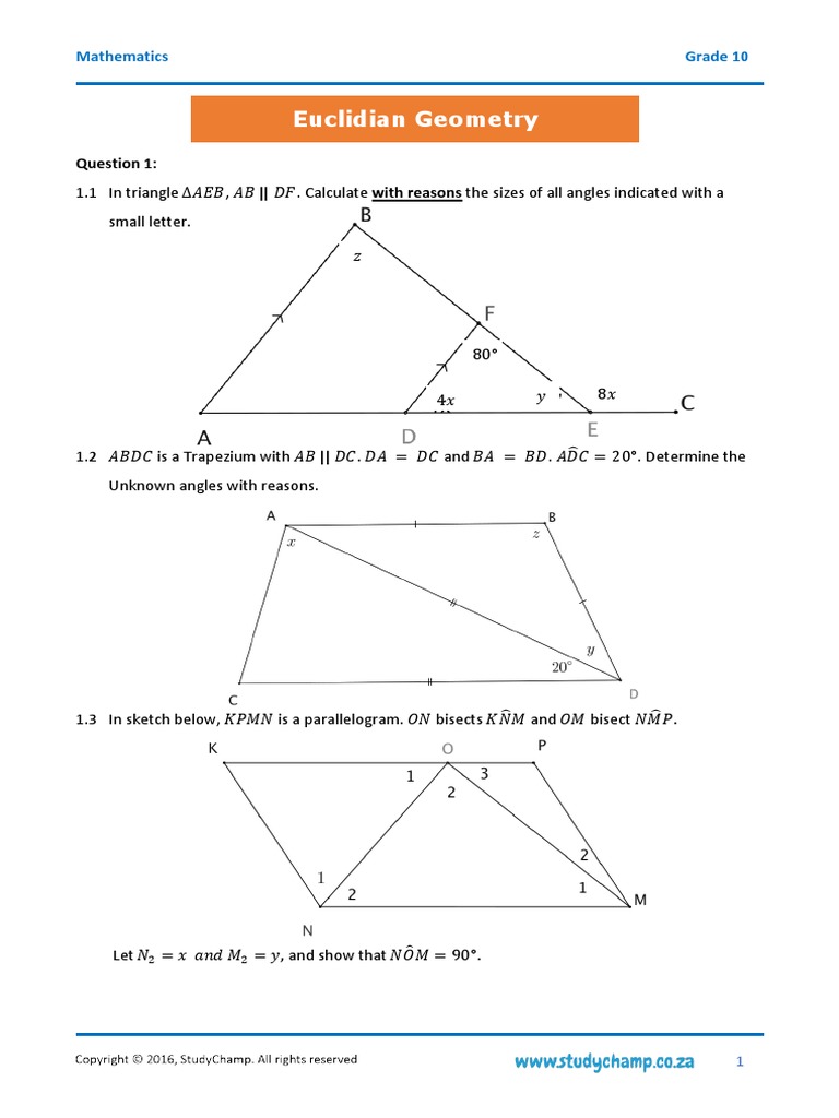 Gr10 Maths Euclidian Geometry | PDF | Circle | Line (Geometry)