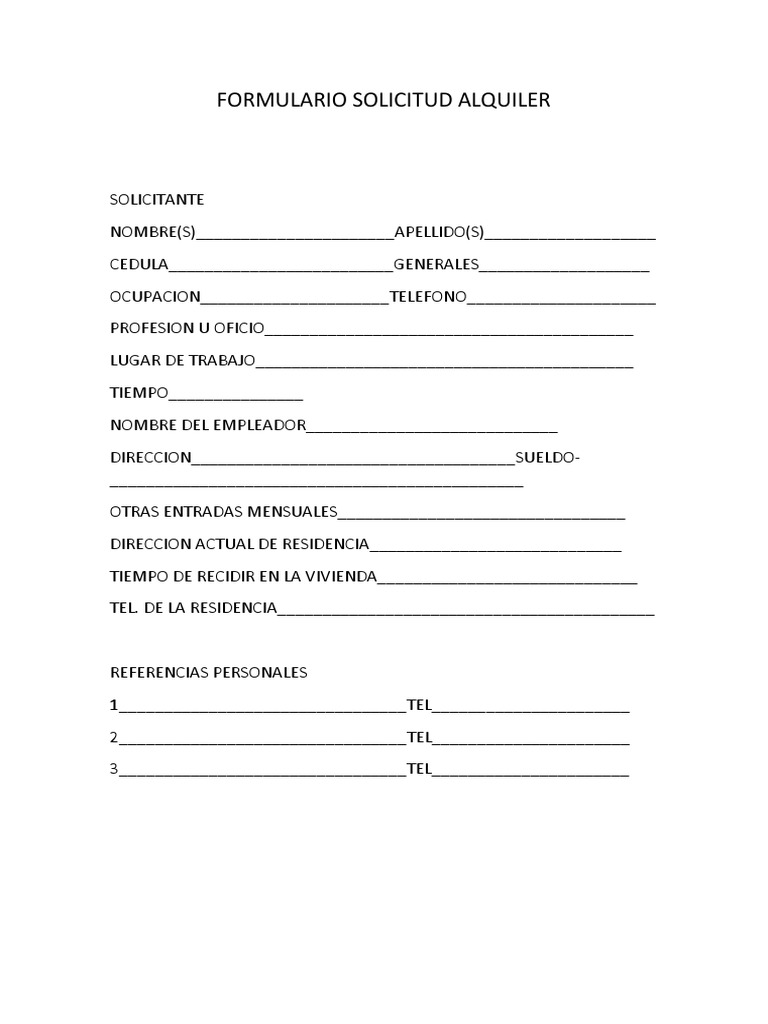 Formulario de Solicitud de Alquiler | PDF