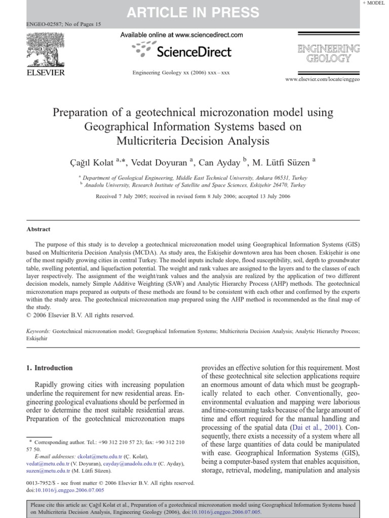 Preparation Of A Geotechnical Microzonation Model Using Download Free Pdf Geographic 