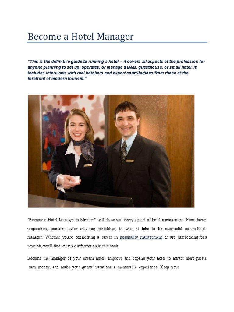 Become A Hotel Manager | PDF