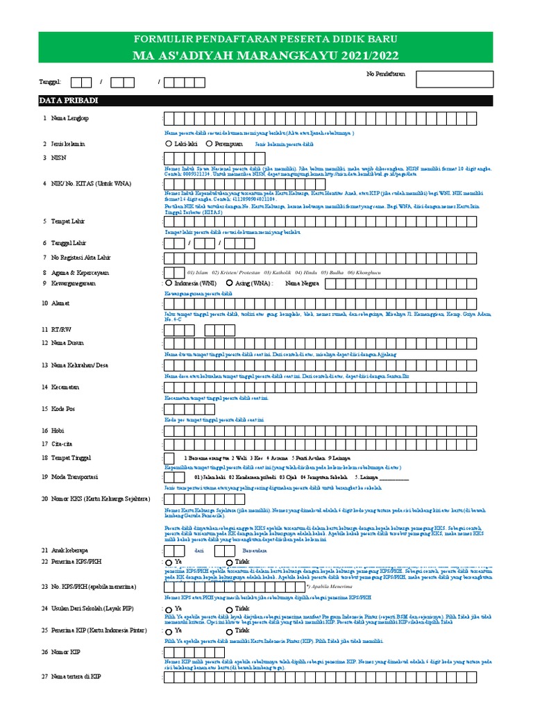 FORMULIR PPDB 2020 - Ma - A4 | PDF
