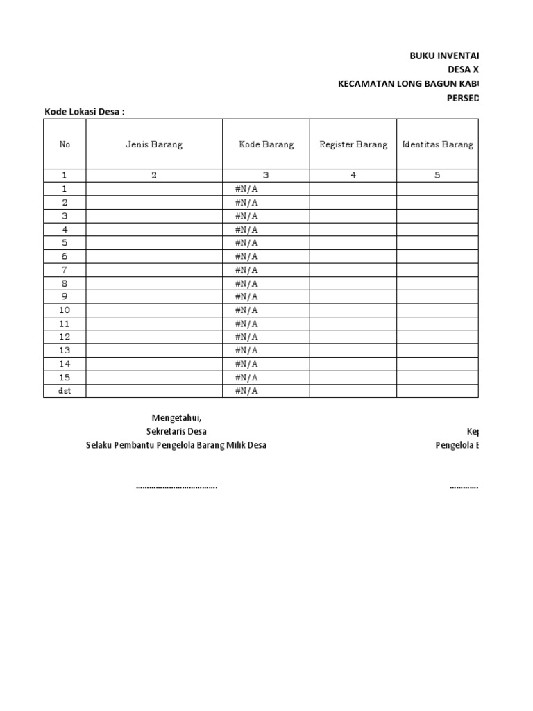 Buku Inventaris Aset Desa Kutai | PDF