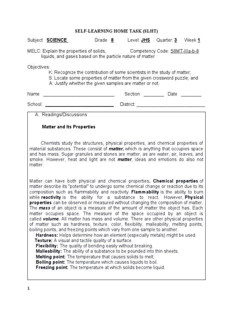 Self-Learning Home Task (SLHT) | PDF