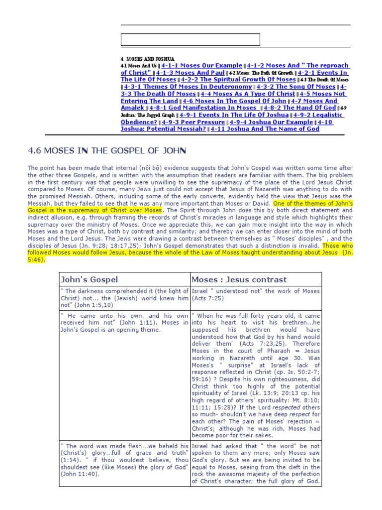 Moses in The Gospel of John | PDF | Jesus | Moses