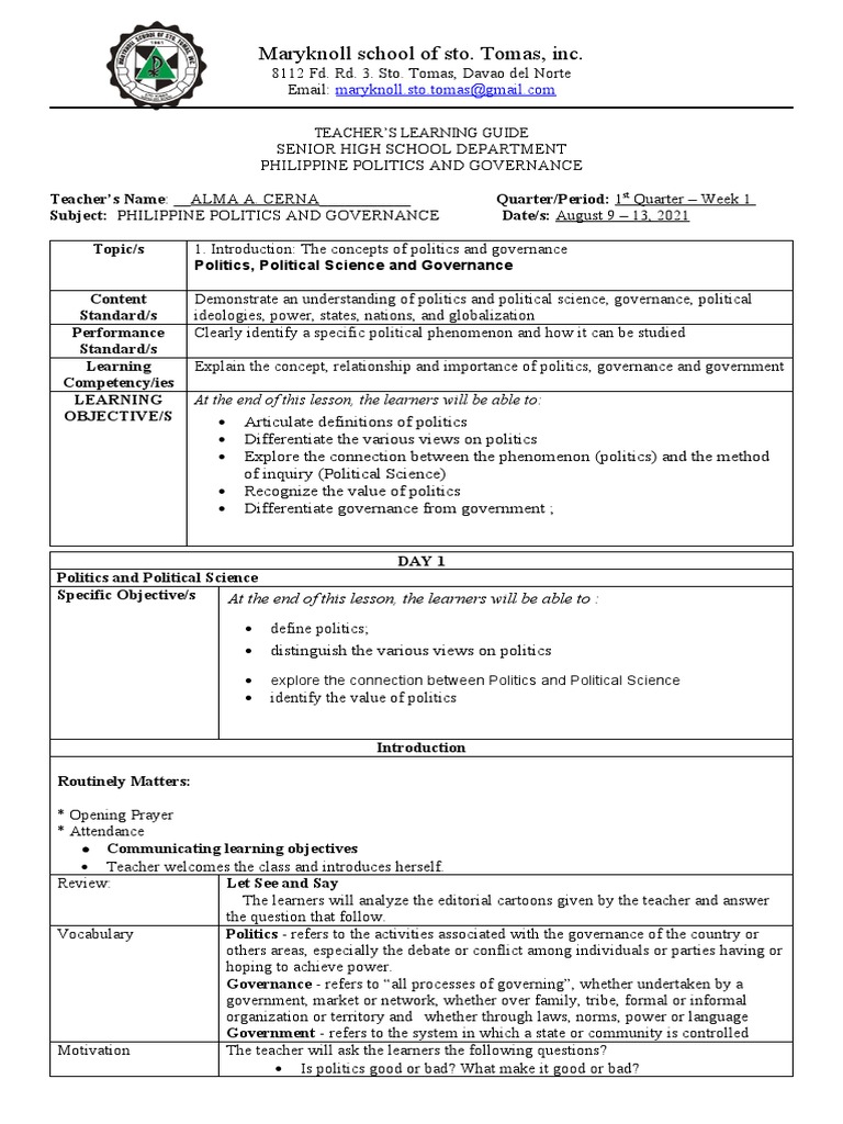 Teachers-Learning-Guide - Polgov | PDF | Learning | Governance