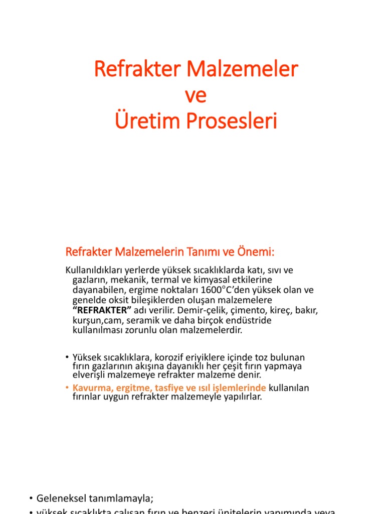 Refrakter Malzemeler Ve Üretim Prosesleri | PDF