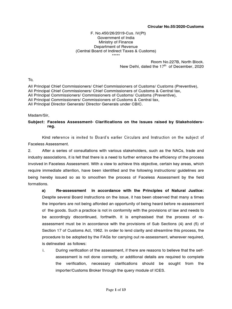 Faceless Customs Assessment Guide | PDF | Trade | Business