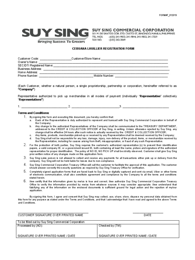 Cebuana Form | Download Free PDF | Signature | Business