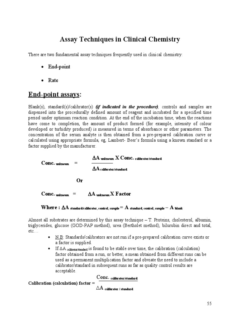 Assay Techniques in Clinical Chemistry | PDF | Assay | Enzyme Kinetics
