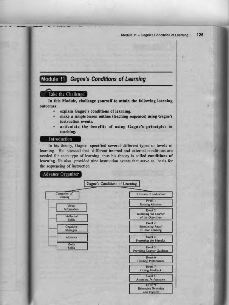 Module 11 - Gagne's Conditions of Learning | PDF | Learning | Teachers