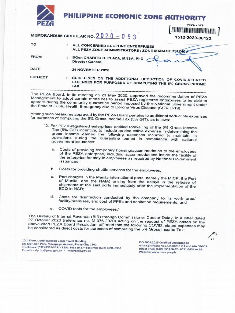 PEZA MC No. 2020-053 | PDF