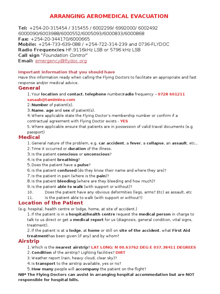 Arranging Aeromedical Evacuation | PDF | Airport | Hospital