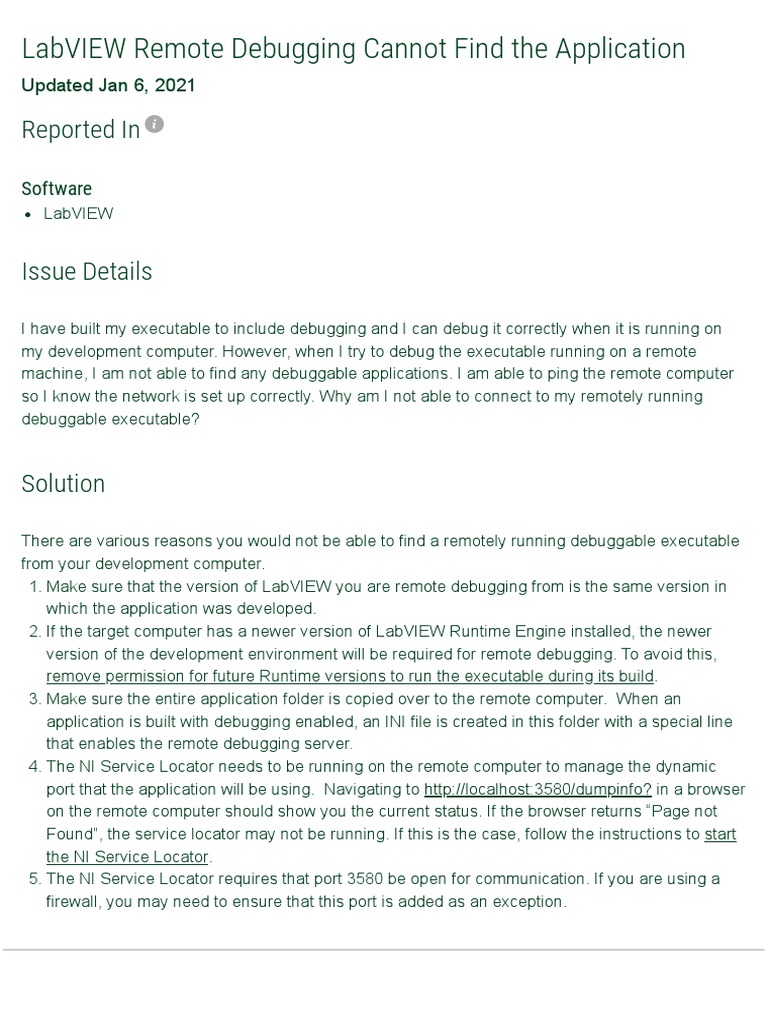LabVIEW Remote Debugging Cannot Find The Application - National Instruments | PDF | Debugging ...