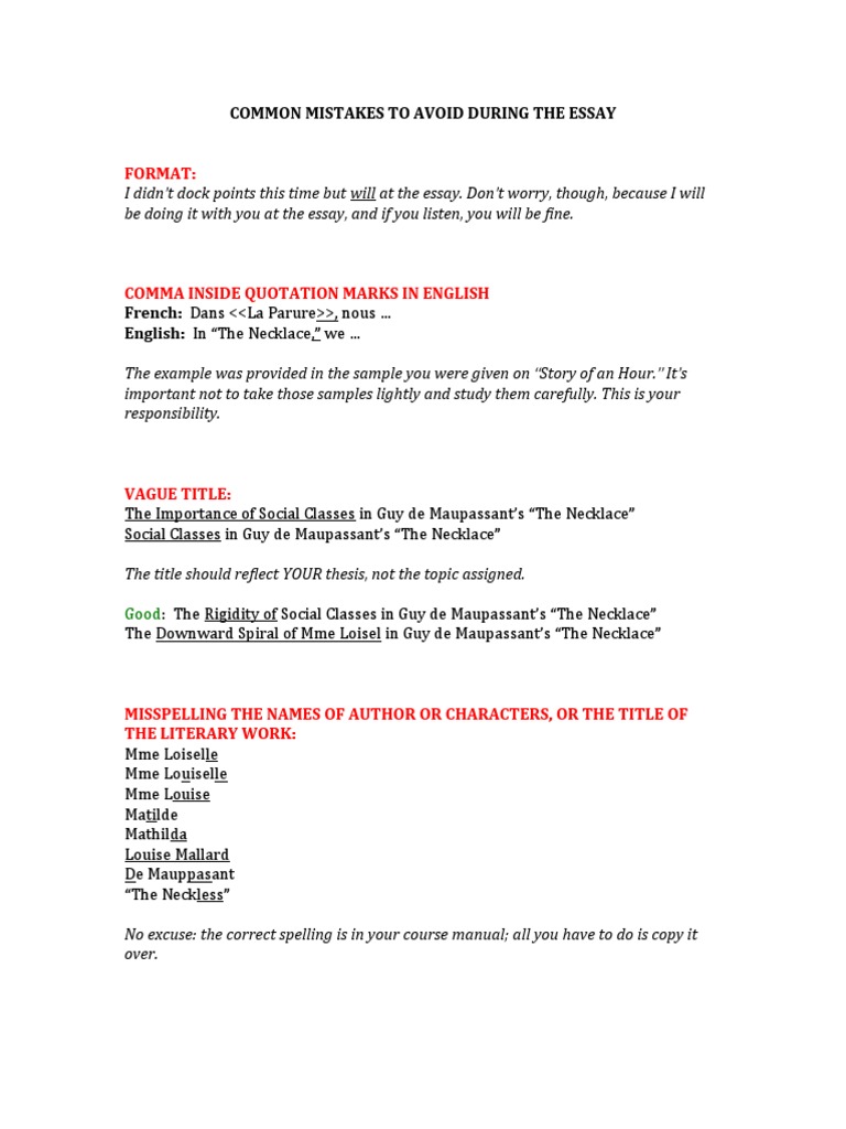 Avoiding Common Essay Mistakes | PDF | Essays