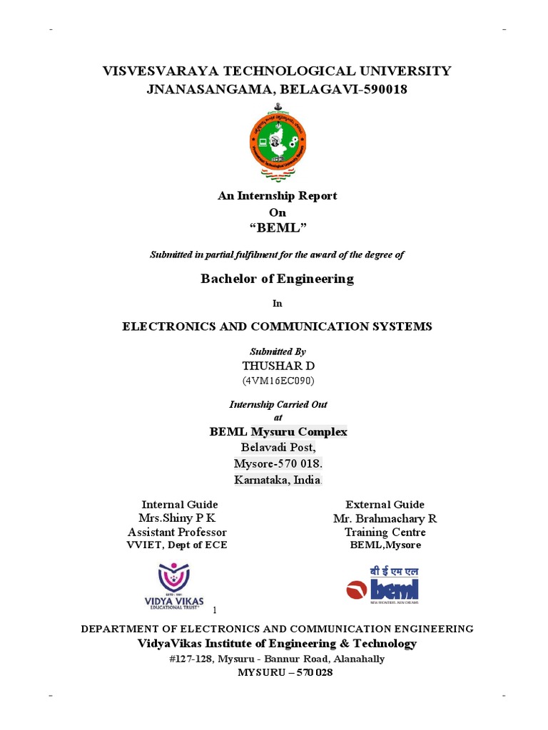 Internship Report Format | PDF | Electronic Engineering | Academia