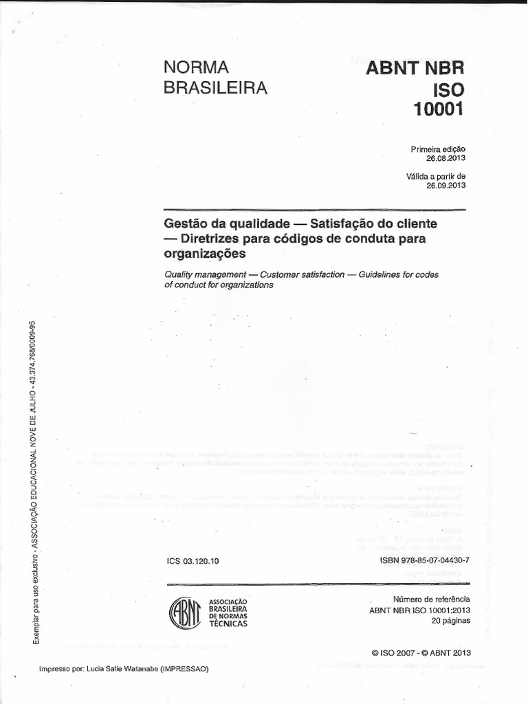 Abnt Iso 10001 | PDF