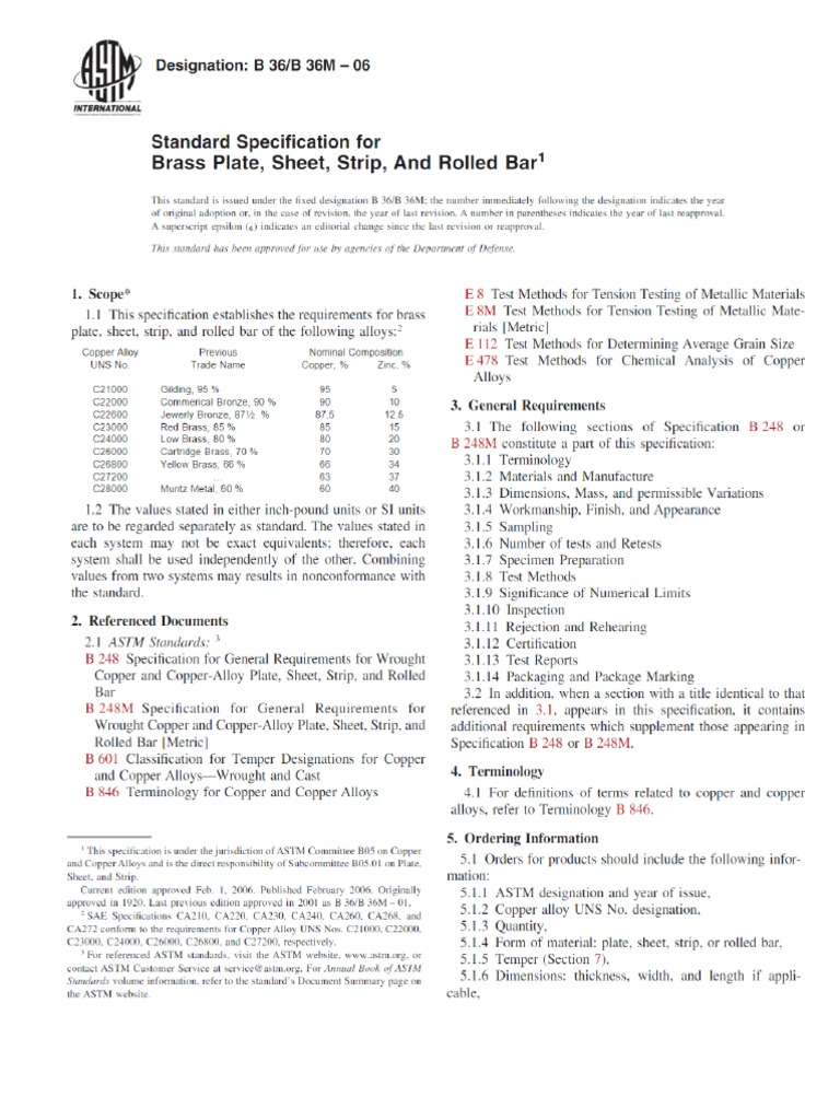 Astm B36 | PDF