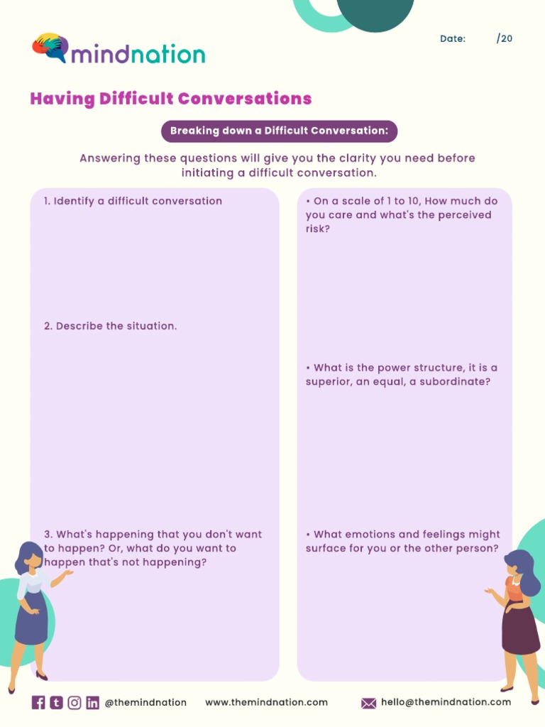Having Difficult Conversations Worksheet | PDF Having Difficult Conversations Worksheet | PDF