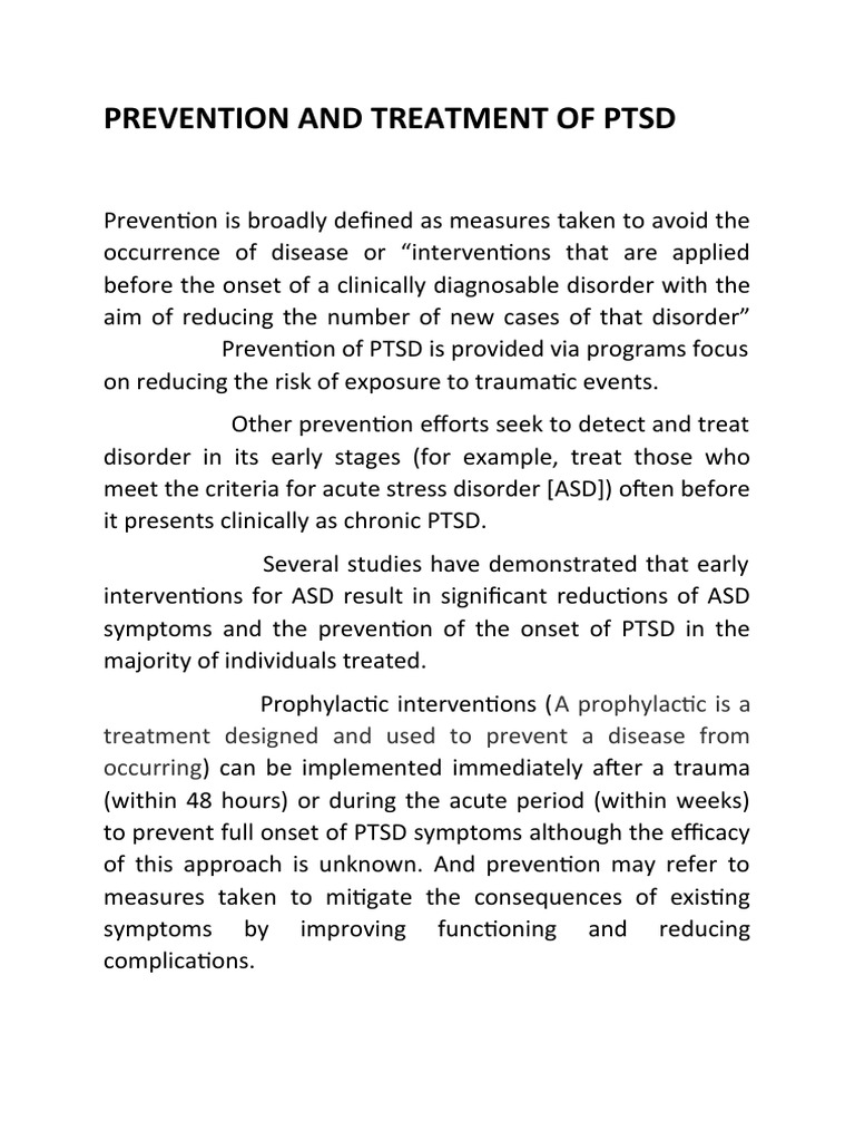 Prevention and Treatment of PTSD | PDF | Preventive Healthcare ...