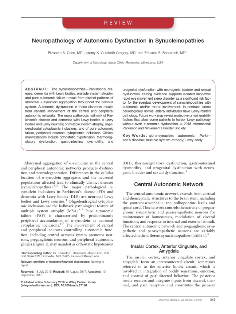 Neuropathology of Autonomic Dysfunction in Synucleinopathies | PDF ...