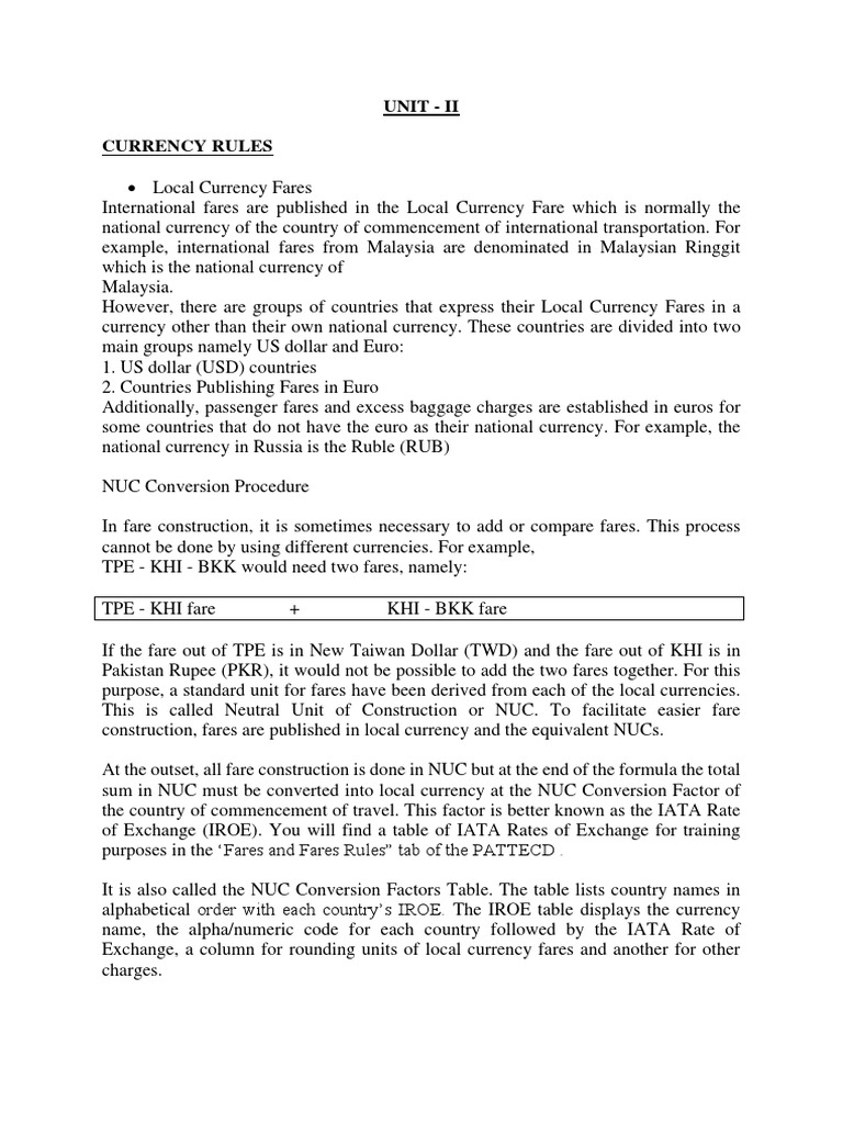 Currency Rules and Fare Calculation | PDF | Exchange Rate | Fare