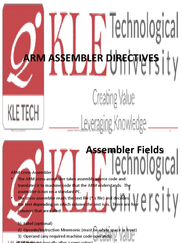 Arm Assembler Directives New | PDF | Assembly Language | Arm Architecture