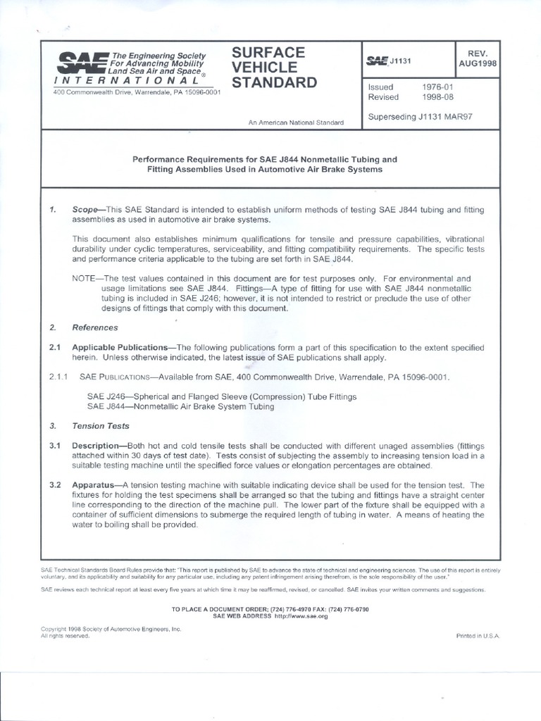 Sae J1131 | PDF | Pipe (Fluid Conveyance) | Nut (Hardware)