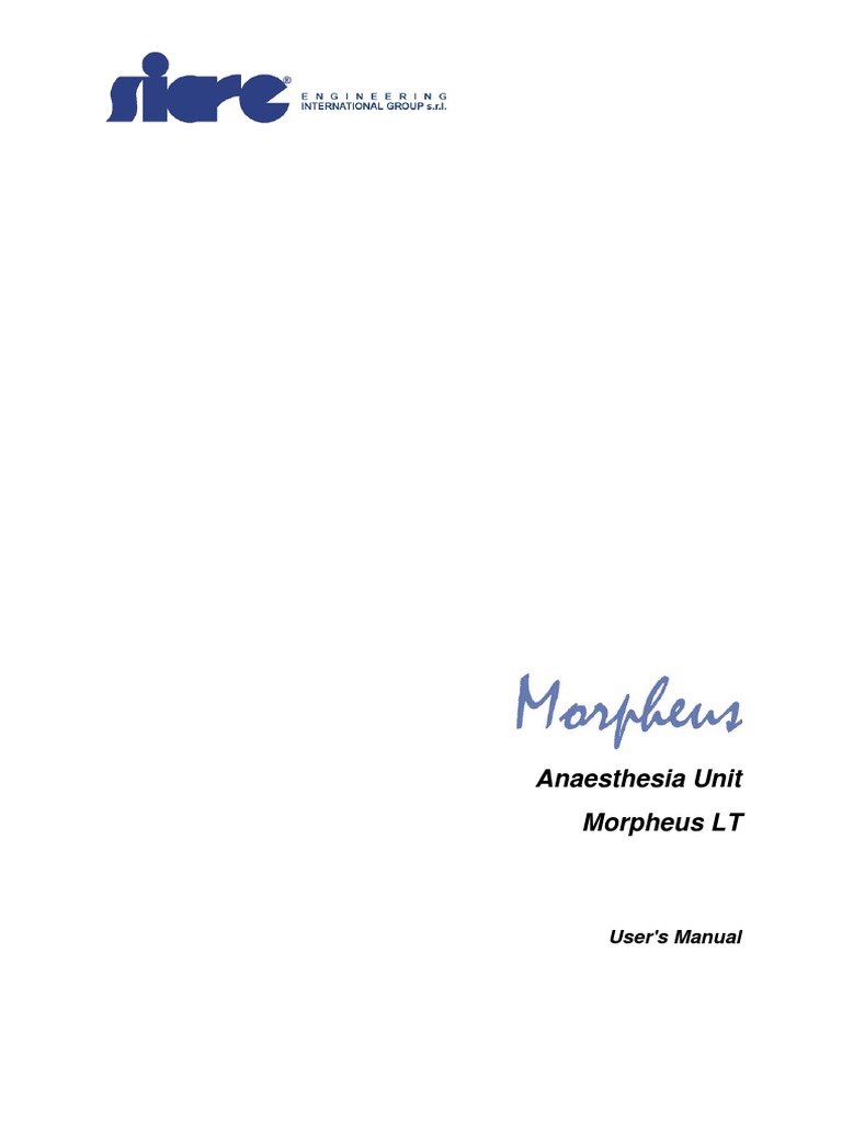 Anaesthesia Unit Morpheus LT: User's Manual | PDF | Safety | Sterilization (Microbiology)