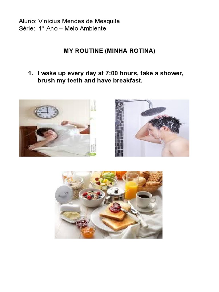 My Routine (Minha Rotina) : Aluno: Vinícius Mendes de Mesquita Série: 1 ...