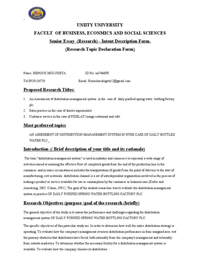 Research Title Submission Format | PDF | Water | Qualitative Research