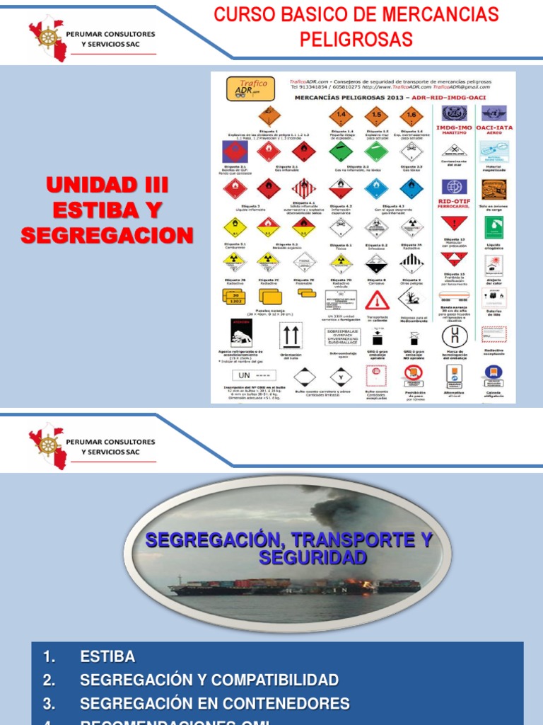 Estiba y Segregación de Mercancías Peligrosas | PDF | Transporte | Envío