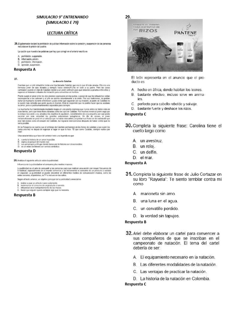 SIMULACRO 9 Lectura Crítica E79 | PDF