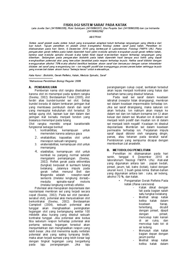 Jurnal Sistem Saraf Katak | PDF
